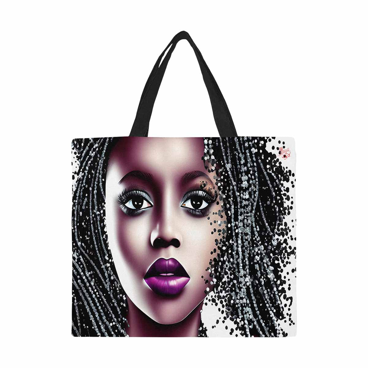 Canvas tote bag, Large, Black Faces, Set 1, design 12 – MaayeeArt